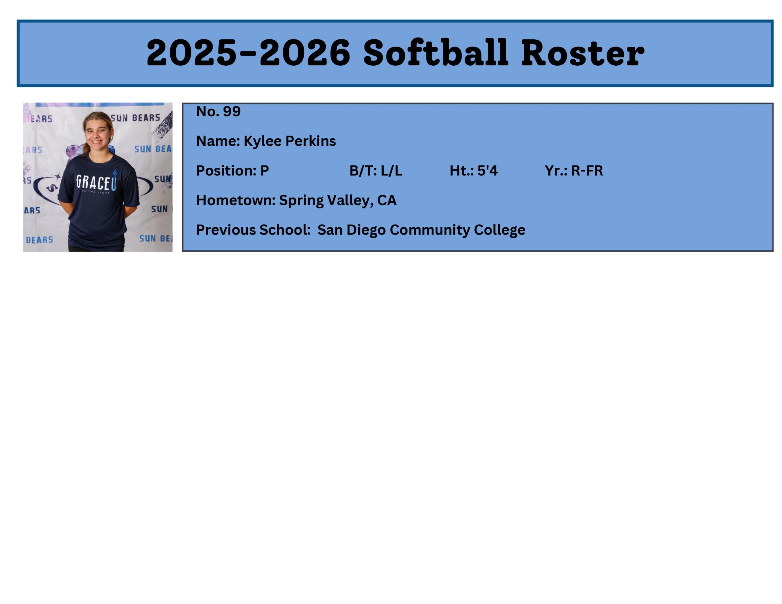 GU Softball Team Roster – Grace University